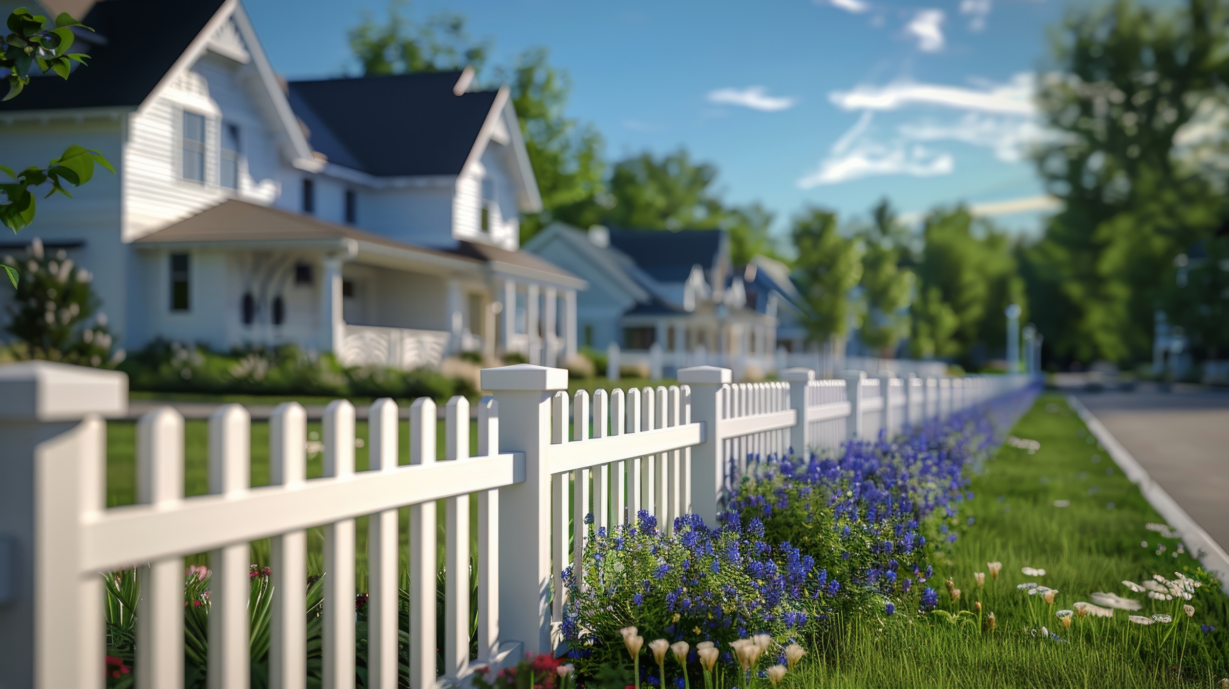 Vinyl Picket Fences for Front Yard - White Privacy Picket Fence LA